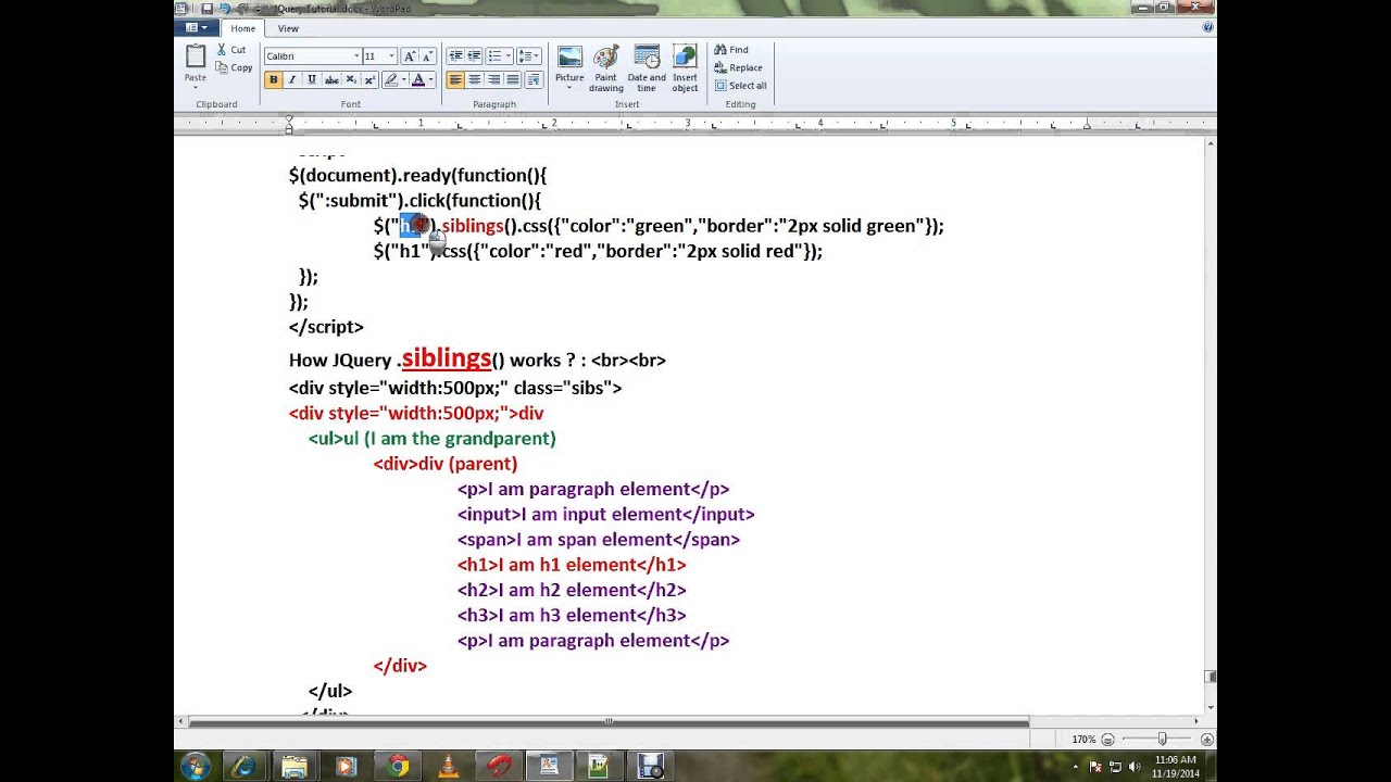 SIBLINGS METHOD IN JQUERY   DEMO