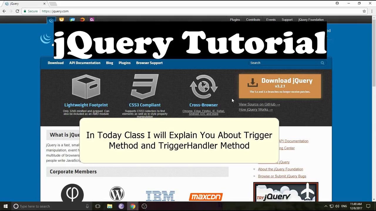 Jquery trigger method and triggerHandler  Class  Part 24