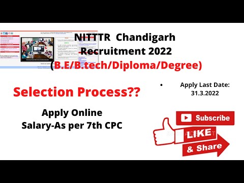 NITTTR Chandigarh Recruitment 2022||Complete Information| Qualification