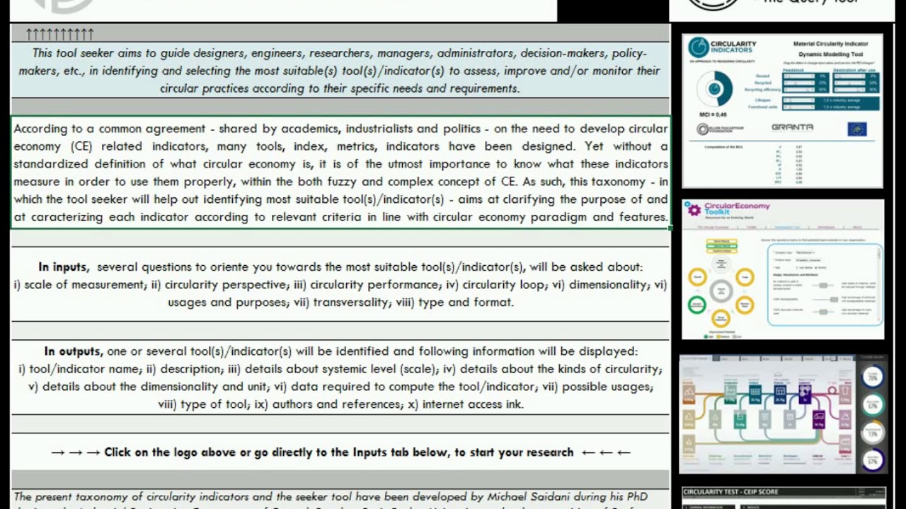 The Circularity Indicators Advisor - Tutorial
