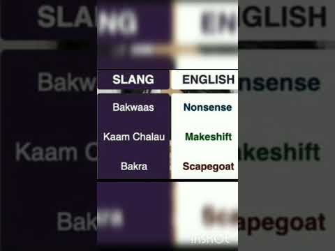 slang word and English meaning