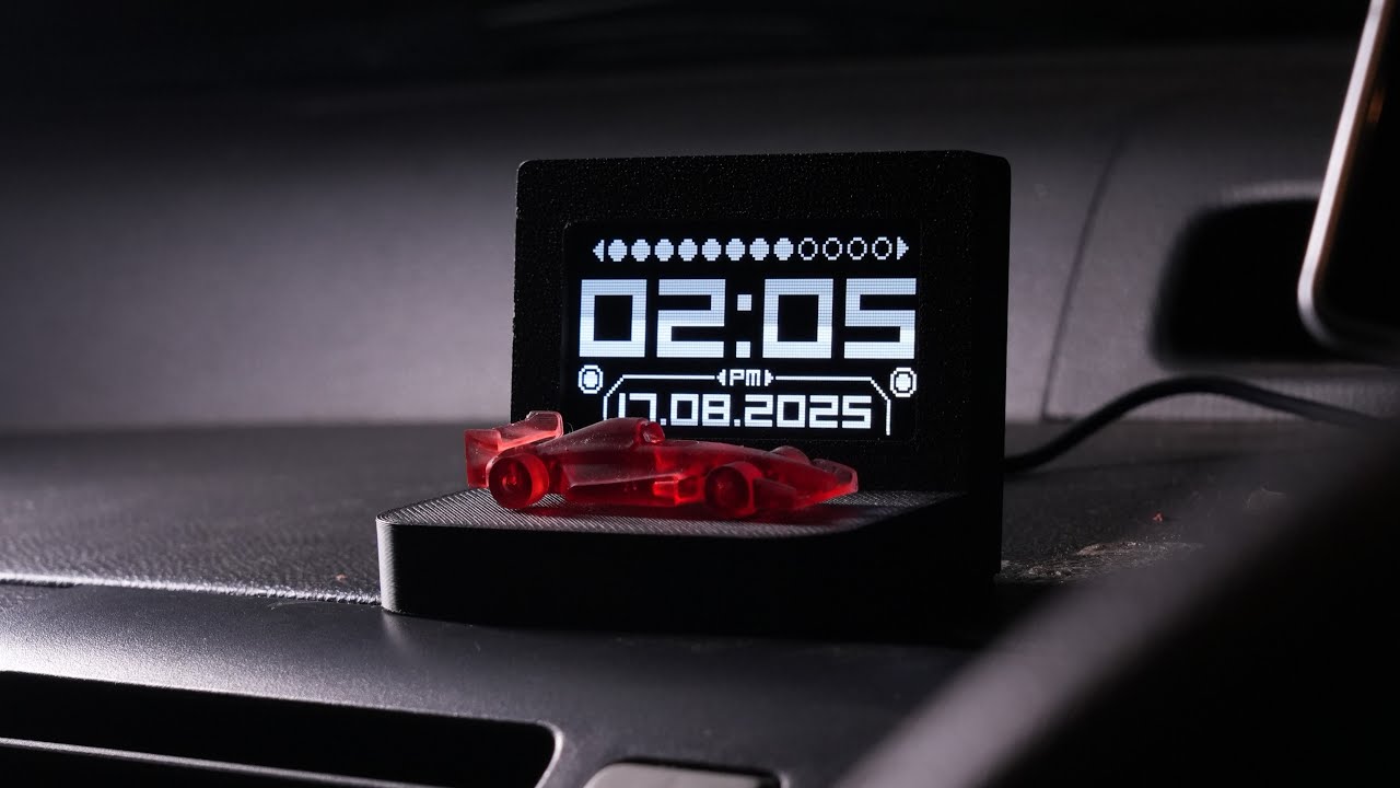 F1 Cockpit-Inspired Digital OLED Clock With ESP32