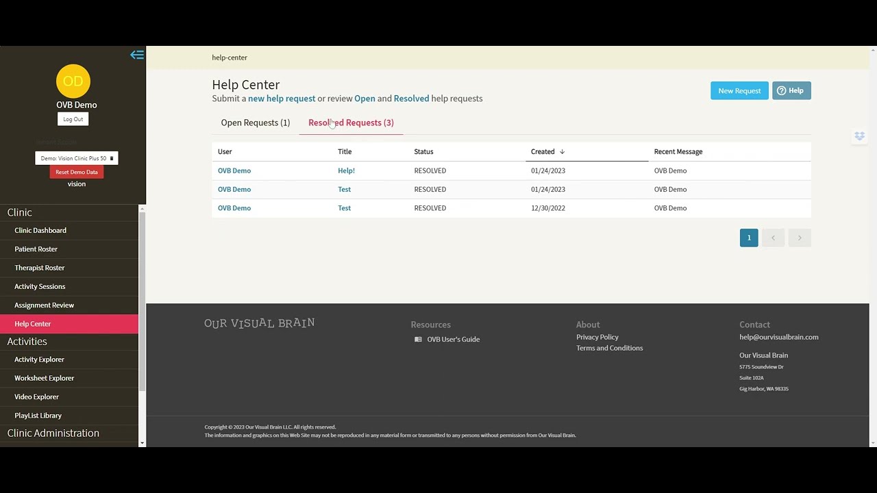 OVB Quick Start Guide:  Help Center