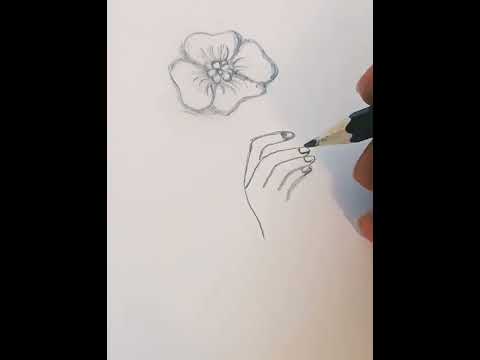 Easy hand drawing | hand holding flower | easy drawing #shorts #drawing