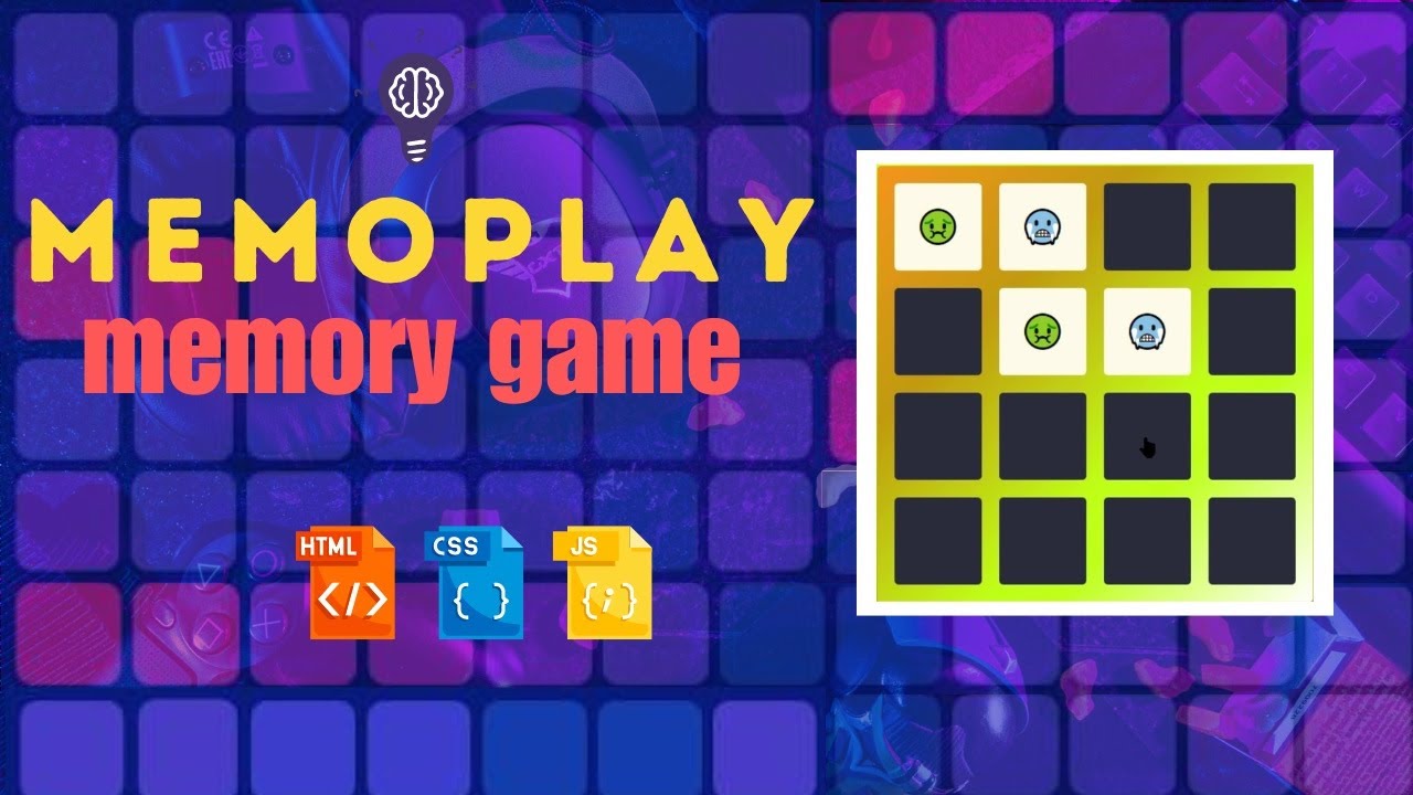 Memoplay Memory Game Using HTML CSS JavaScript | Memory Game JavaScript