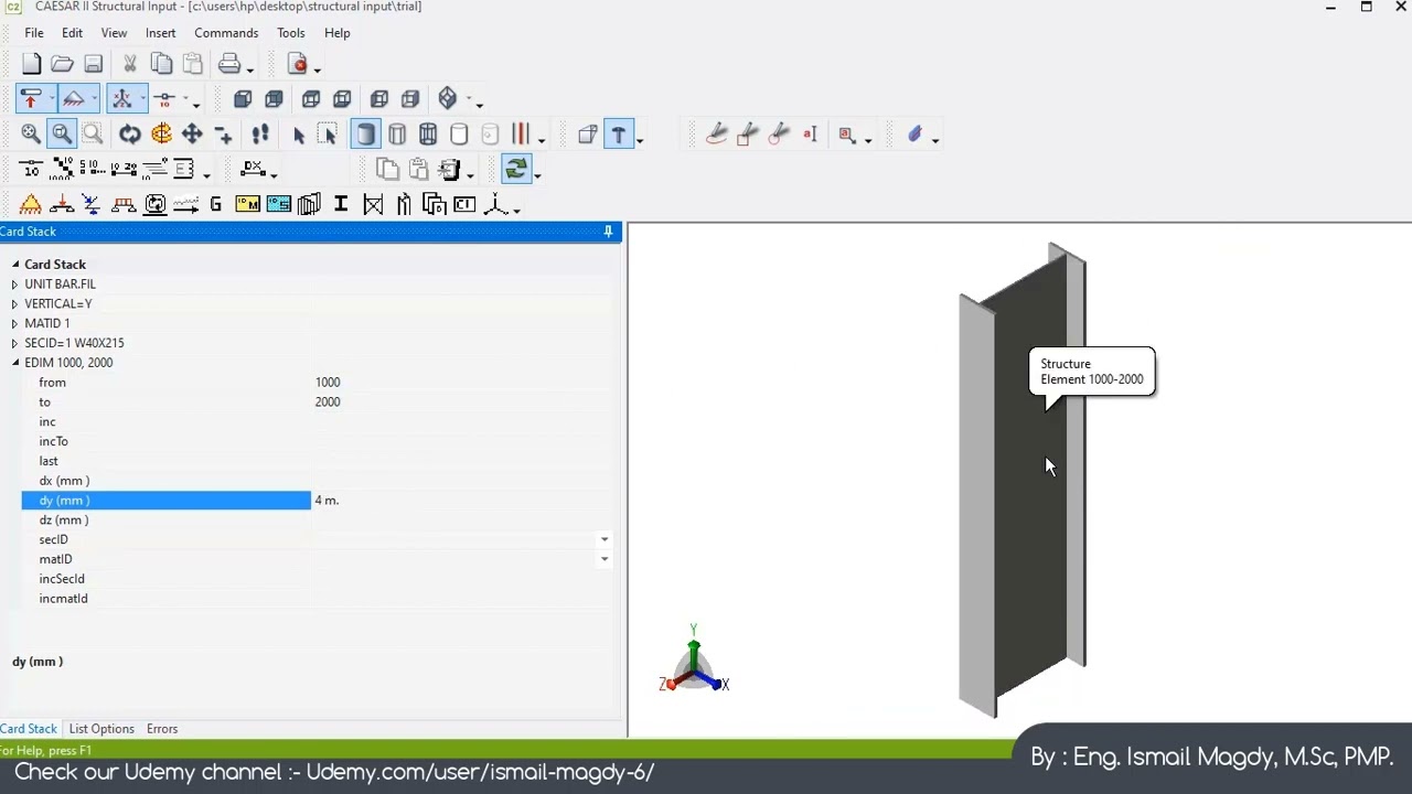 CAESAR II : Modeling steel structure