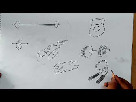 how to draw gym equipment I gym drawing easy I gym equipment drawing easy