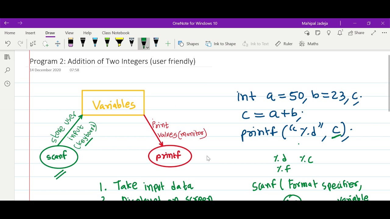 Program 2 (Cont.)| Getting Input from users using scanf()|printf() and scanf()  functions in C