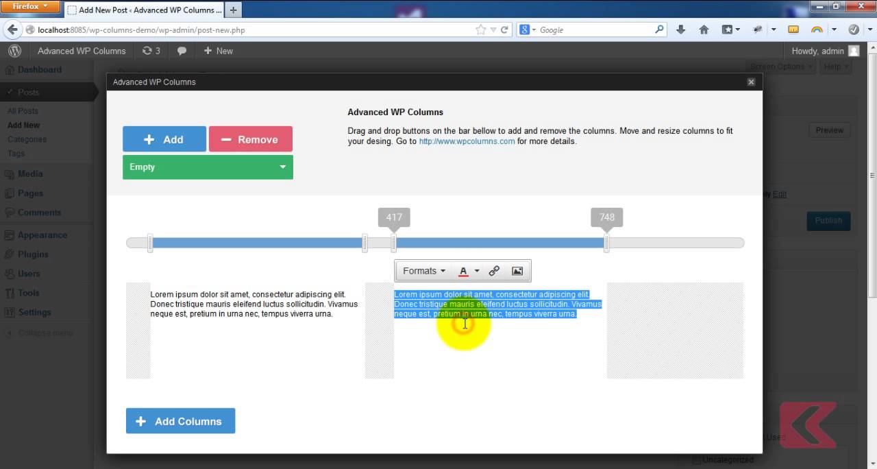 How to use Advanced WP Columns