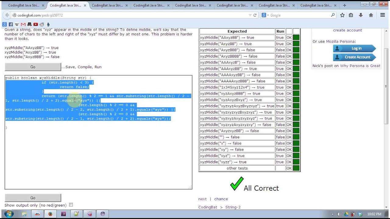 Let's play Coding Bat! Java String - 2