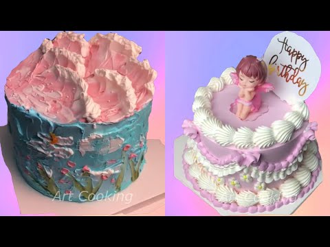 Fantastic Color | Blue and pink gentle color buttercream for cake decoration
