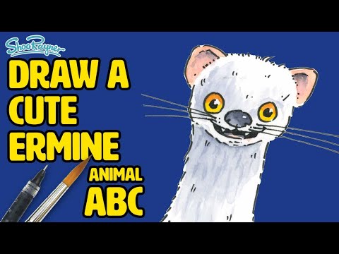 How to Draw and Paint a cute Ermine – Animal ABC – Shoo Rayner