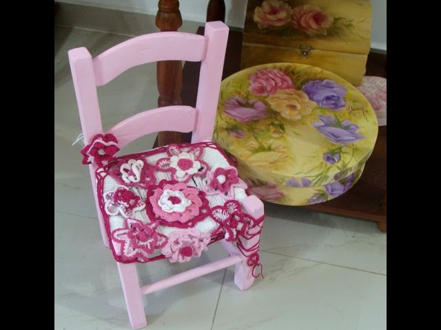 Customização de cadeira com detalhes em crochê. | Cantinho do Video