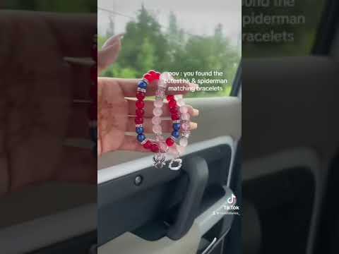 Hello Kitty And Spiderman Matching Bracelets With Heart Magnet