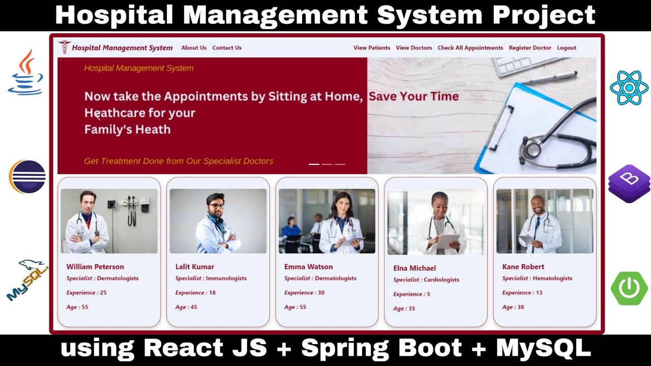 Hospital Management System Project using React JS and Spring Boot | Full Stack Application | React