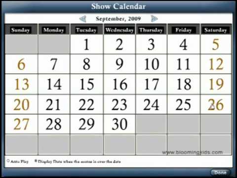 Calendar - www.BloomingKids.com special needs software Autism PDD