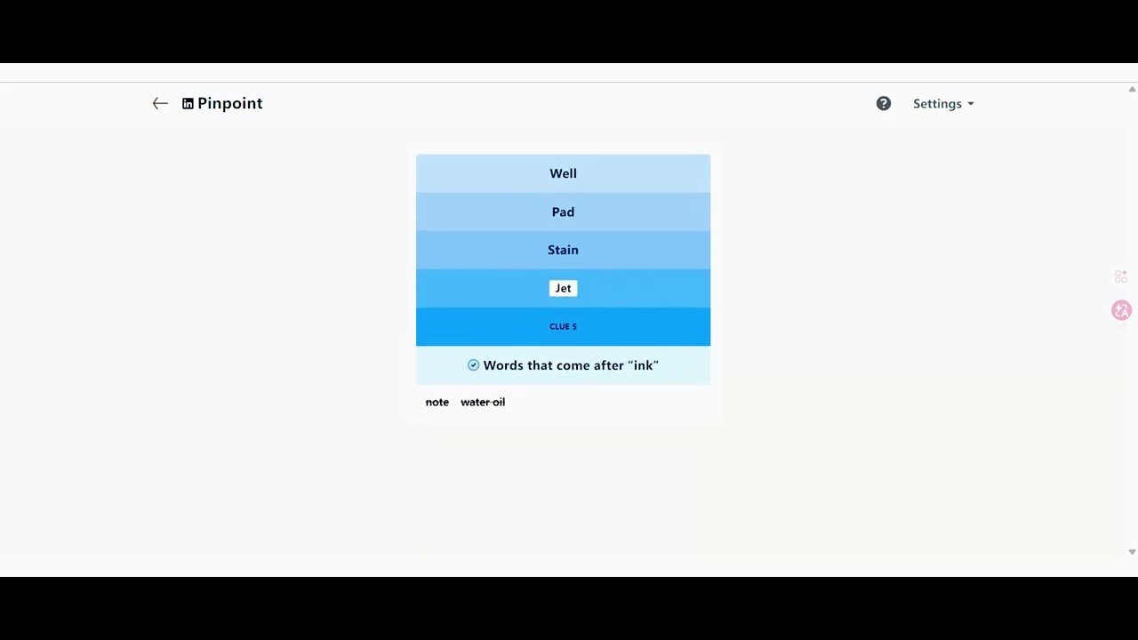 LinkedIn Pinpoint #726 Answer #pinpoint (Well,Pad,Stain,Jet,Blot)