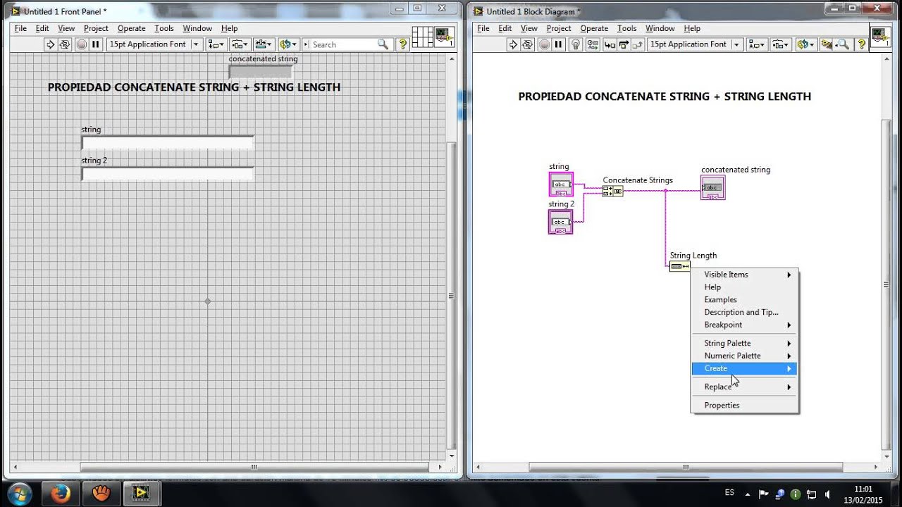 Concatenate String+String Length LabView