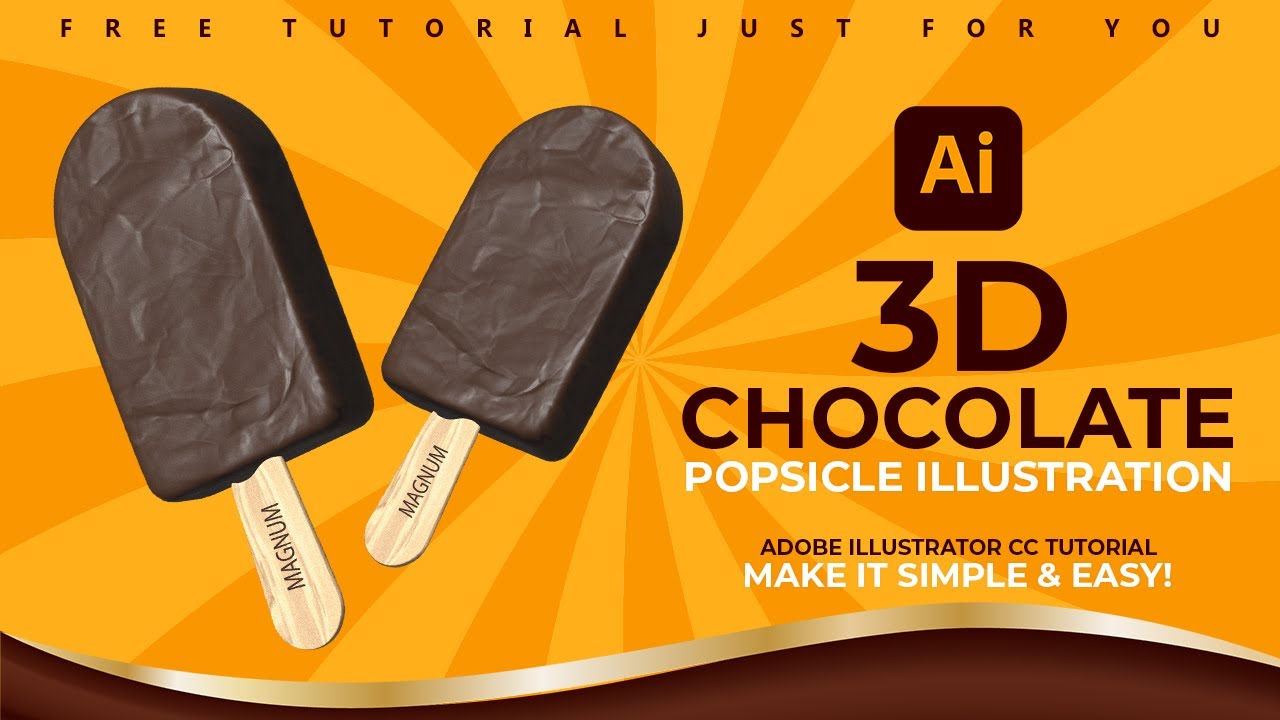 3D CHOCOLATE POPSICLE ILLUSTRATION  - Adobe Illustrator CC Tutorial - Graphic Hub