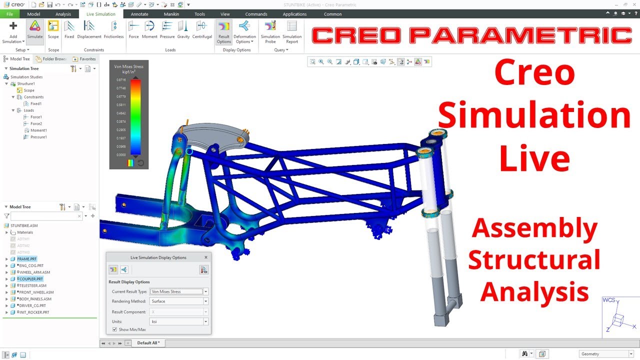Creo Parametric - Creo Simulation Live - Assembly Structural Analysis | Tutorial