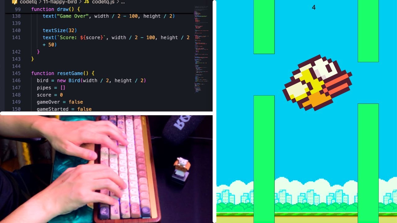 ASMR Programming - Flappy Bird With JavaScript - No Talking