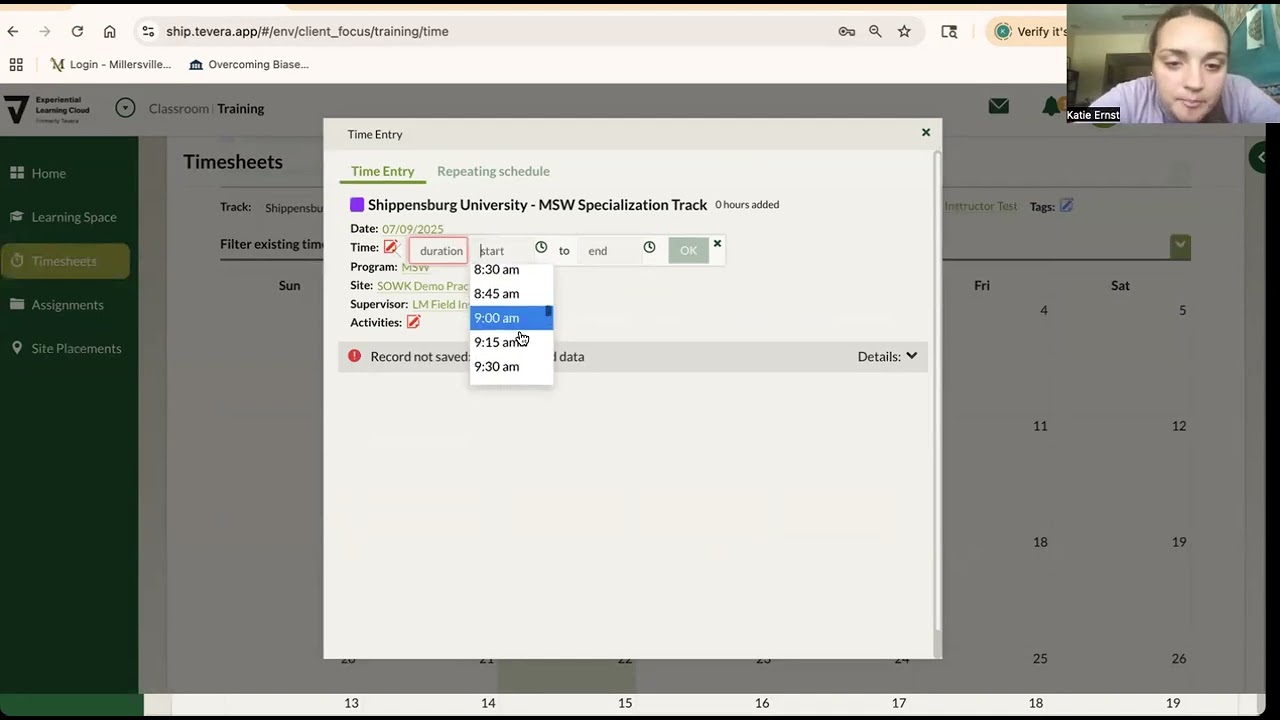Adding Time Tracks and Hours to Experiential Learning Cloud