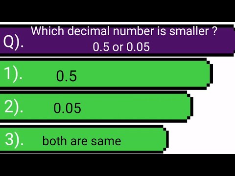 Quiz- Decimals (Which decimal number is greater/smaller?)(class-4,5,6,7,8)