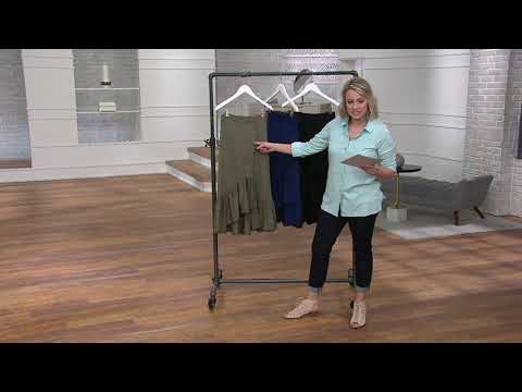 Du Jour Button Front Knit Skirt with Flounce Detail on QVC