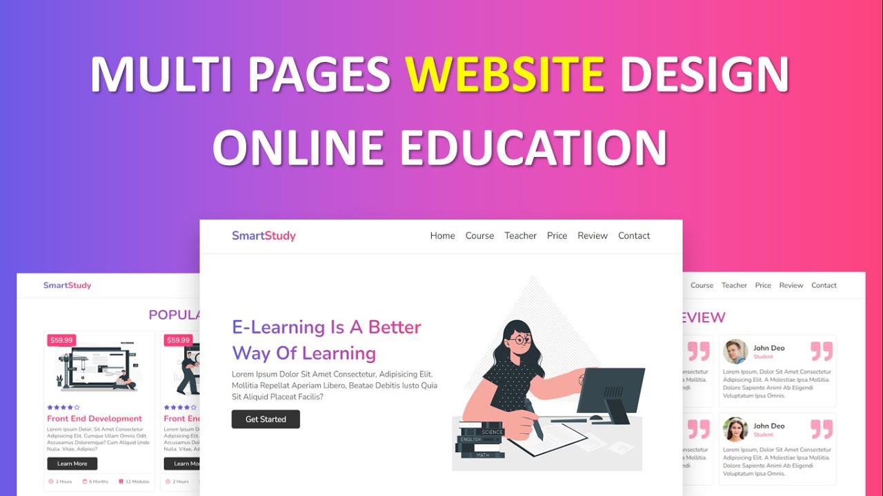 How To Make A Responsive Online Education Website Design Using HTML CSS JS || Multi Pages Website