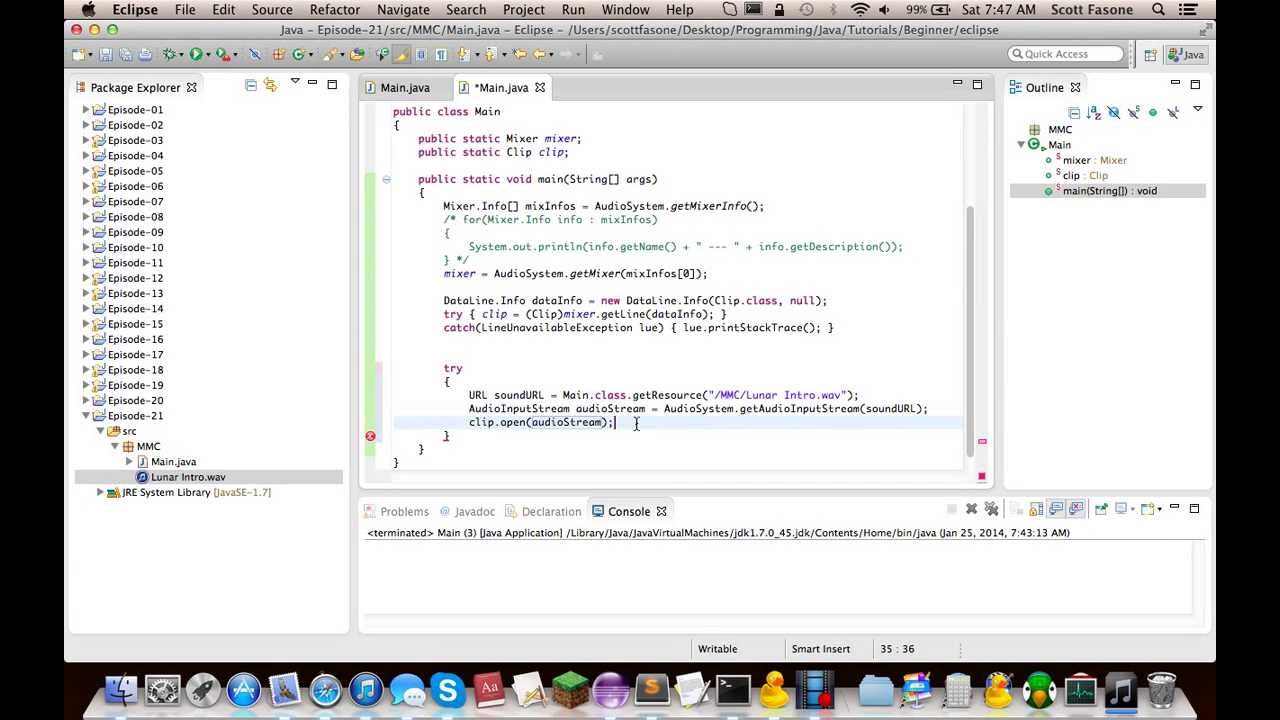 Java Tutorials: Episode 21 - Java Sound API - Clips