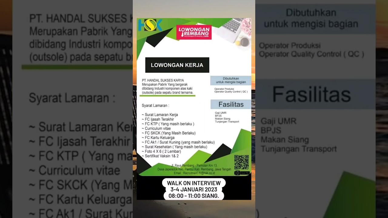 LOWONGAN KERJA HARI INI PT HANDAL SUKSES KARYA #shorts #infoloker #lowongankerja