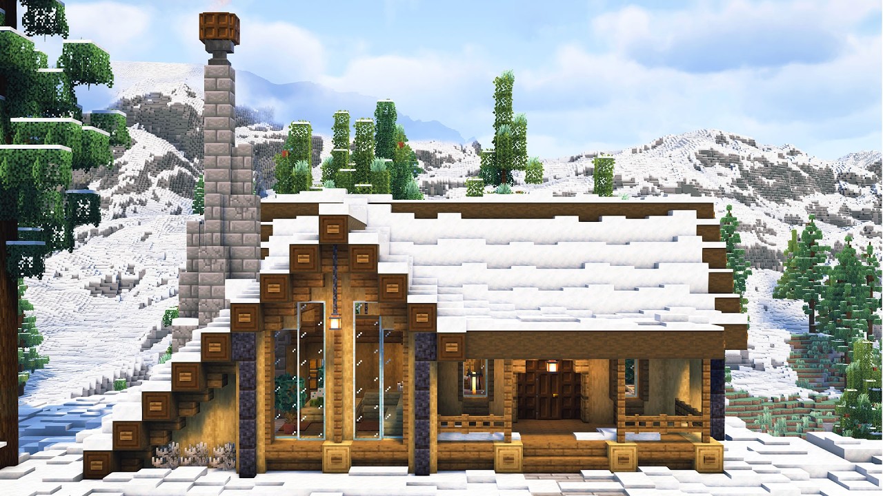 Minecraft: How to Build a Winter Cabin House | Survival Log House ...