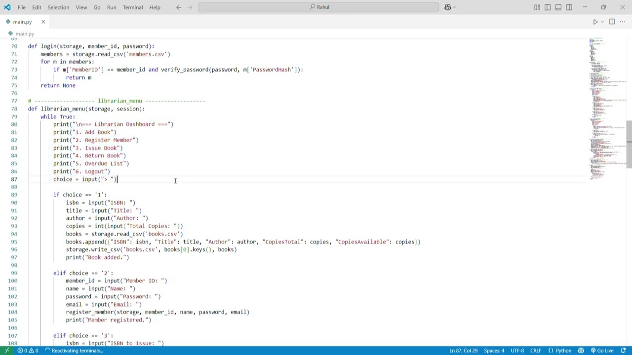 Library Management System using Python | Python | LMS