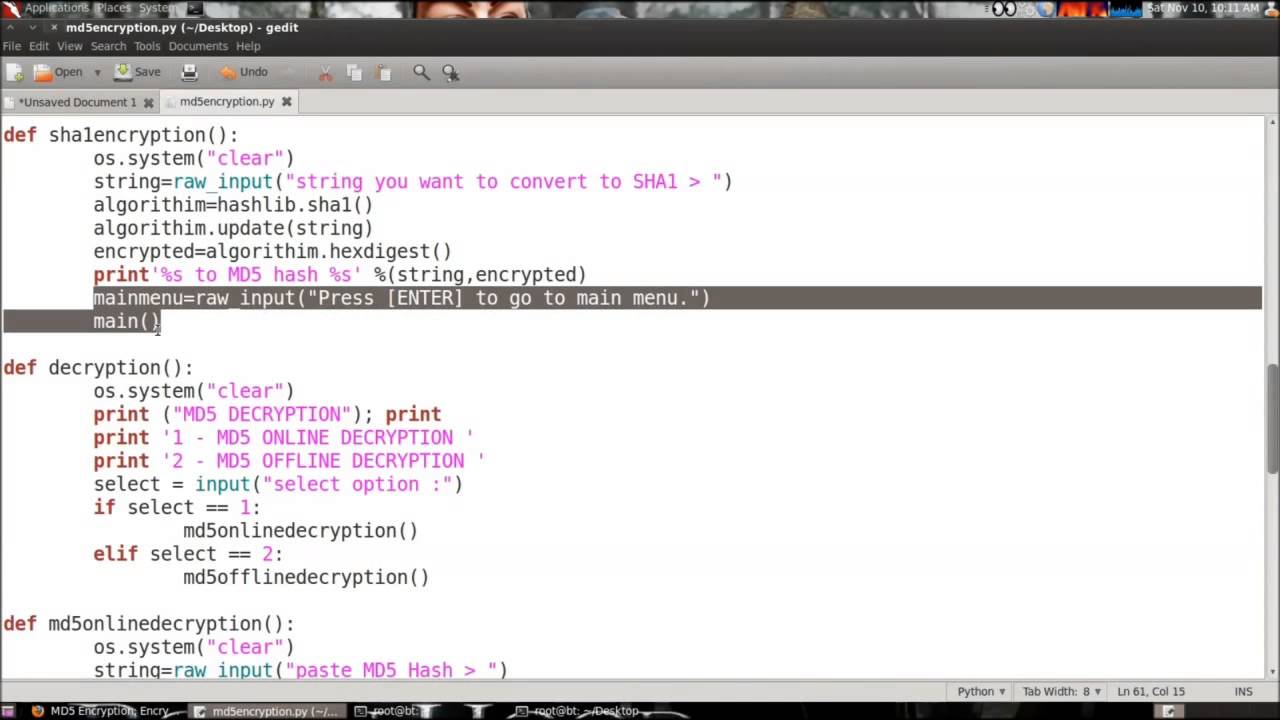 MD5 Encryption and Decryption Python Script in Backtrack 5 R3