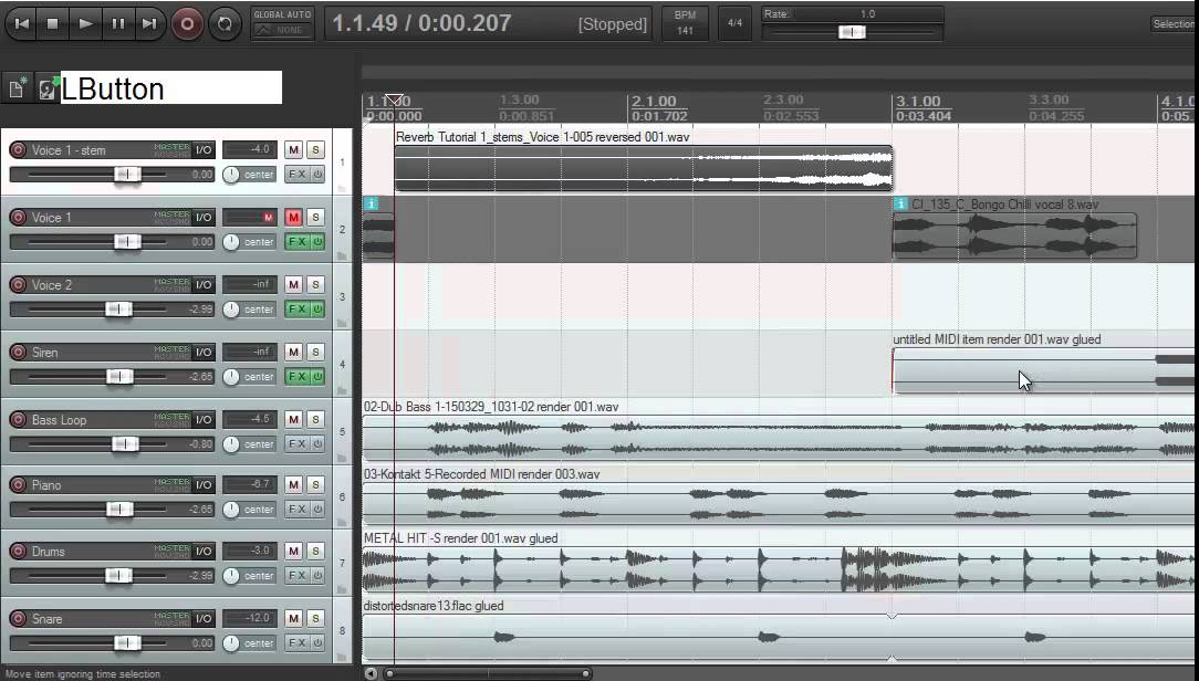 Reaper - Adding a reverse reverb effect to a vocal part