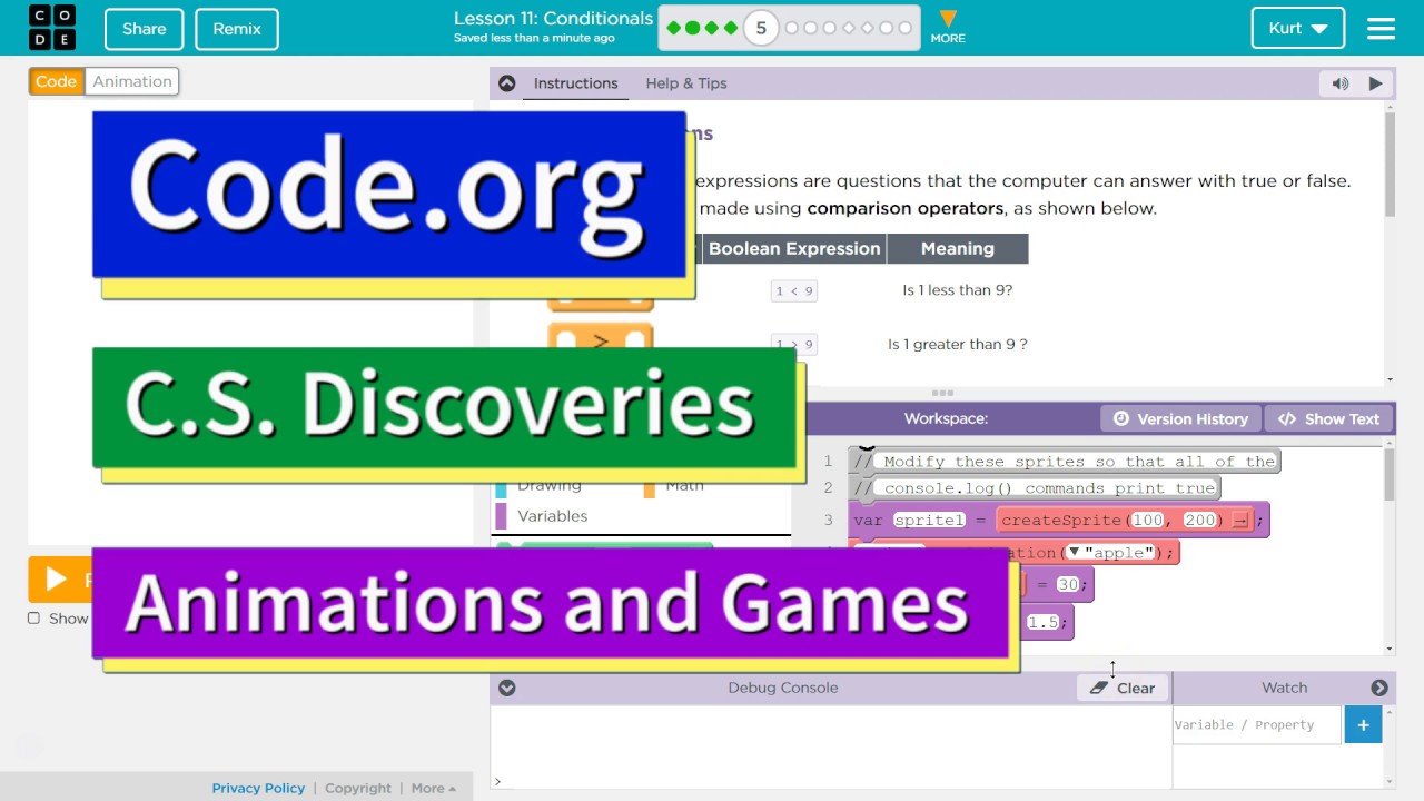 Code.org Lesson 11.4 Conditionals | Tutorial with Answers | Unit 3 CS Discoveries 2019