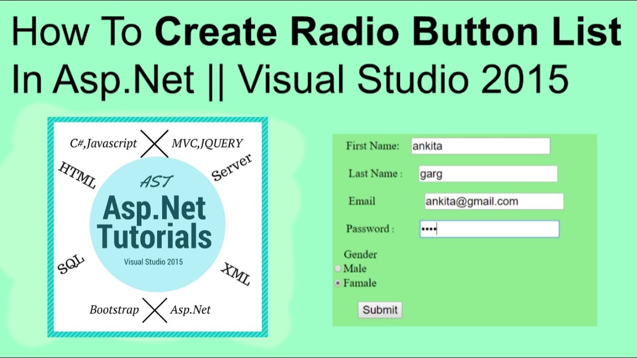 How to create radio button list in asp.net || visual studio 2015