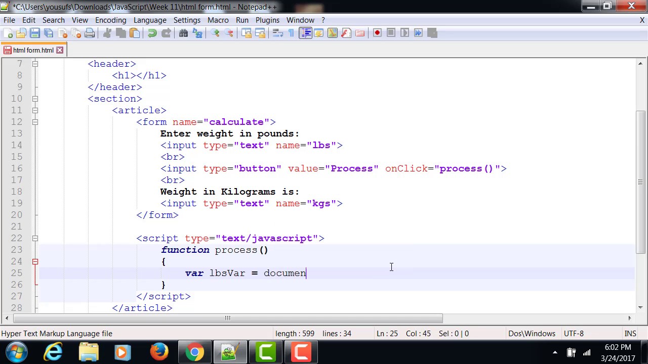 HTML Form and JavaScript onClick Event