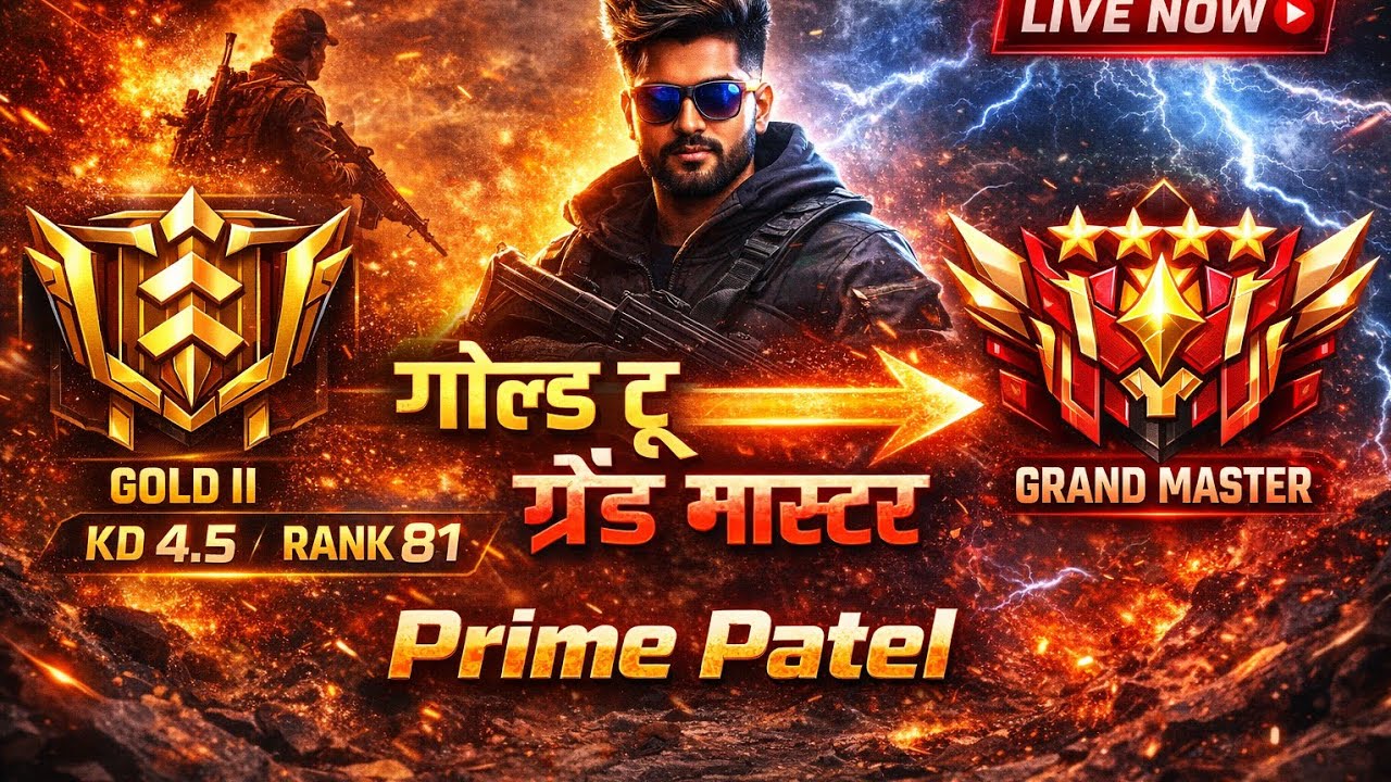 🔥 LIVE RANK PUSH | GOLD ➝ GRANDMASTER 🔥 | Prime Patel OP Gameplay 🎯 | Full Aggression Model