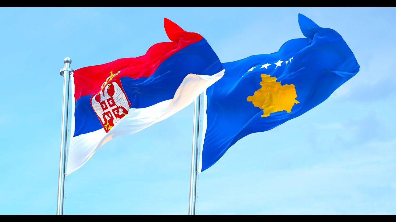 Serbia vs Kosova flag waving proudly in stunning 4k