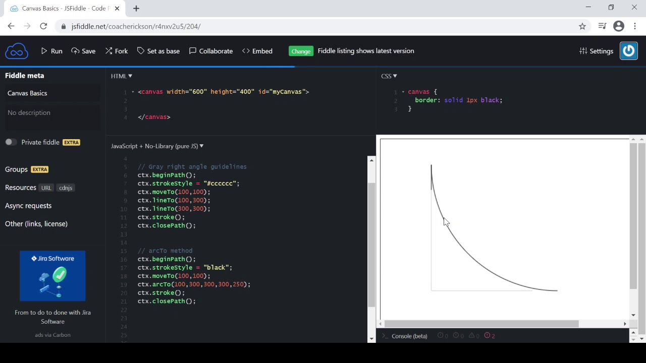 JavaScript & Canvas : Rounded Corners using the arcTo method