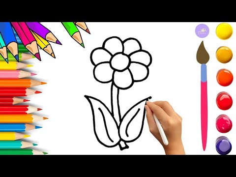 How To Draw cute Flower Drawing, Painting & Coloring For Kids and Toddlers_🌈🎨