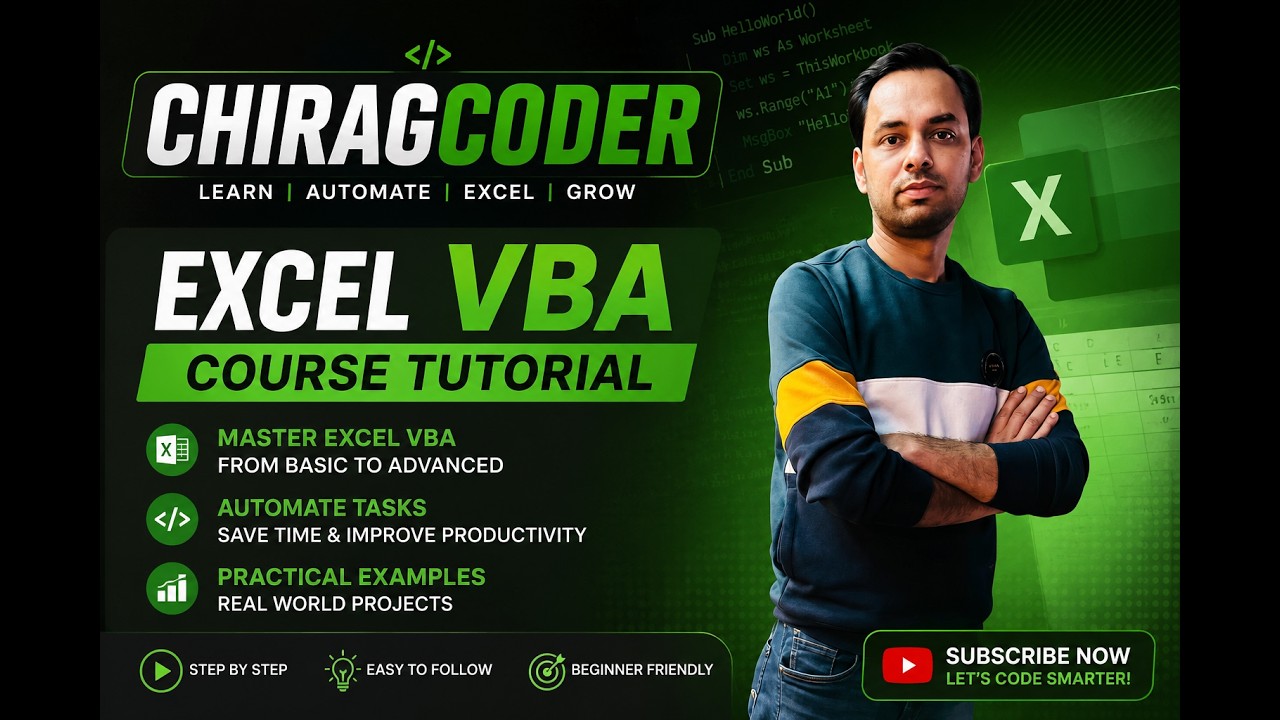 Excel VBA Tutorial 1 | Enable Developer Tab & VBA Editor | Beginner Guide | CHIRAGCODER