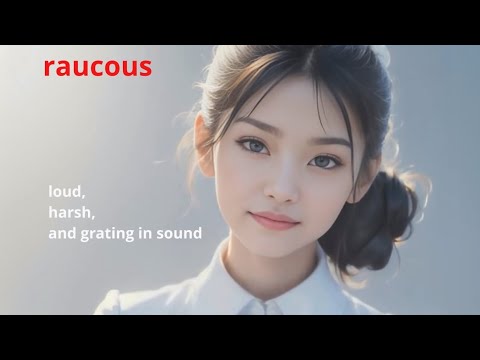 [Root, Origins] raucous:loud, harsh, and grating in sound. rowdy, strident, tumultuous