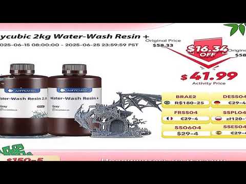 ANYCUBIC 2pcs/lot 405nm Water Washable Resin For LCD 3D Printer Liquid Photopolymer Resin