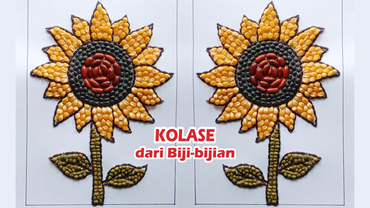 Kolase Bunga Matahari dari biji bijian - collage with seeds