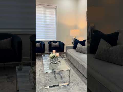 Grey family room with blue accents #interiordesign #freeconsultation #grey #familyroom #blue