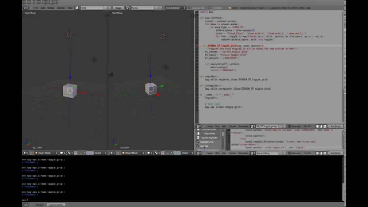 Blender Python Operator : Screen Toggle Grid