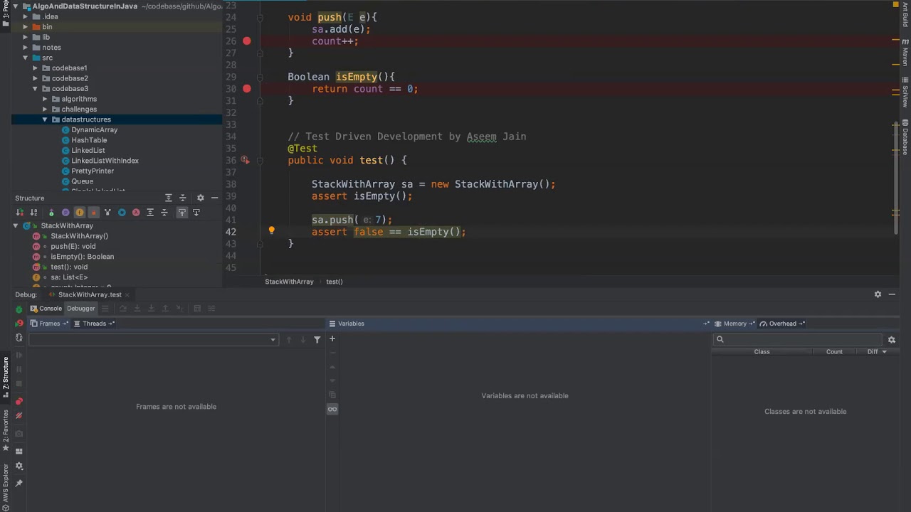 Stack implementation using ArrayList of Java