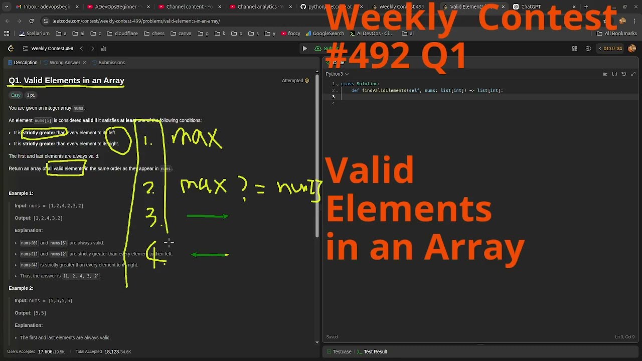 Leetcode Weekly Contest 499 Q1. Valid Elements in an Array #python #dsa